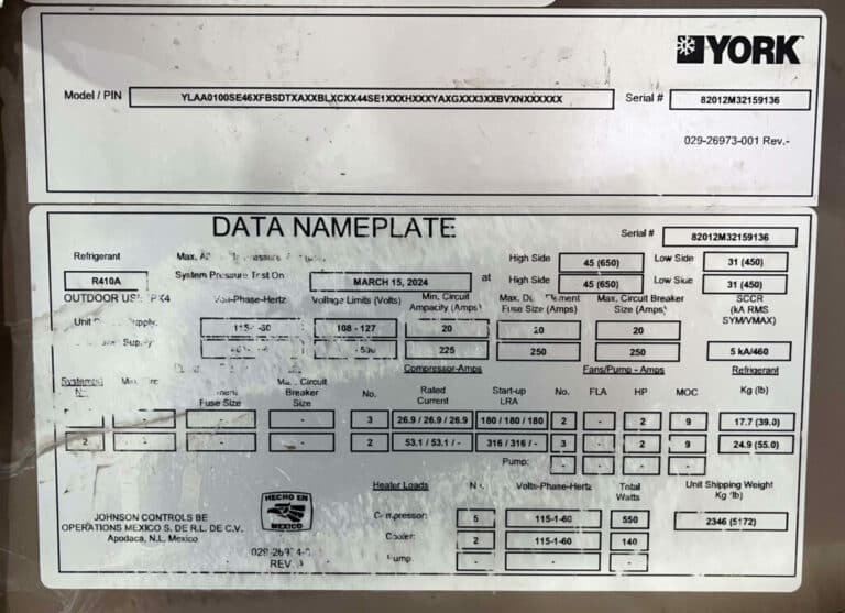 York Tonnage By Model Number | Gas Furnace